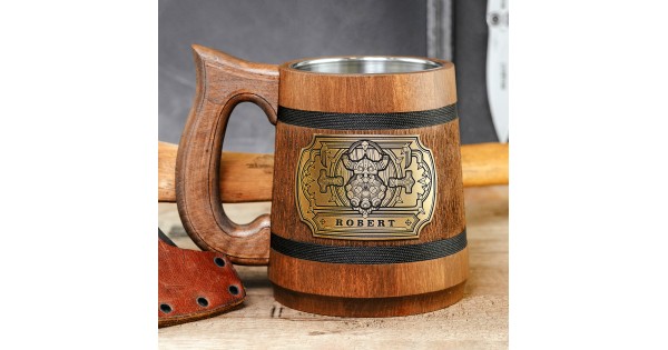 World of Warcraft Dwarf Wooden Mug, Personalized Alliance Gift